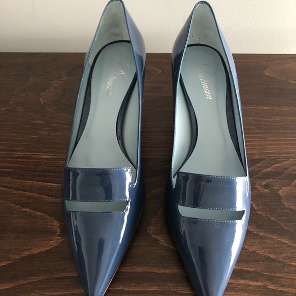 Delman | Shoes | Delman Woman Italian Bailey Slate Blue Patent Leather ...
